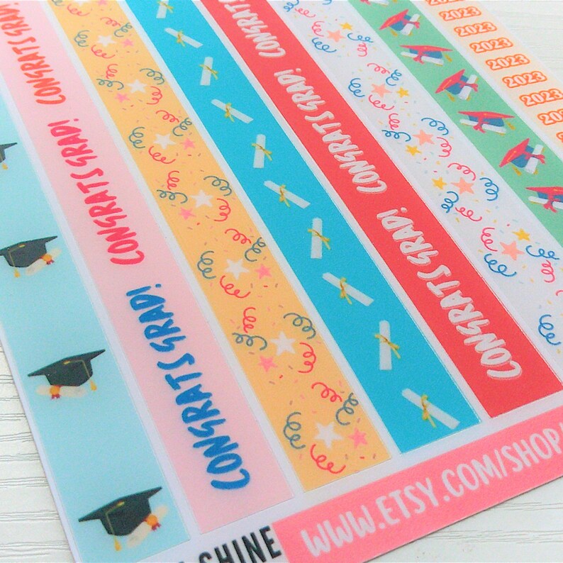 Congrats Grad, You Did It, Graduation Caps, Planner Stickers, Washi ...