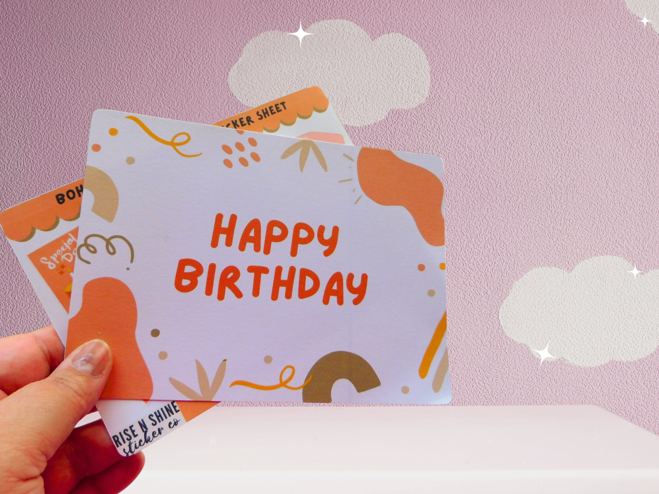 BOHO Happy Birthday Card and Sticker Sheet Set| Cards, Blank Cards ...