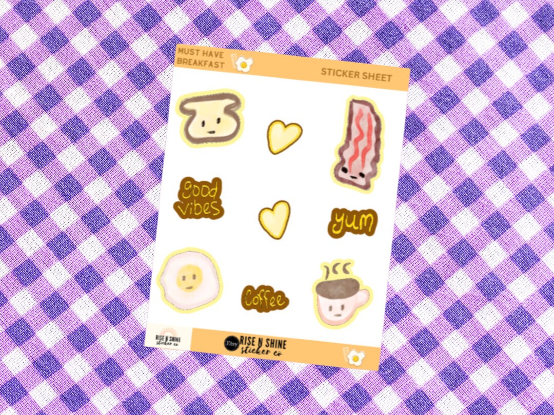 Must-have Breakfast Sticker Sheet | Cute, Handmade, Sticker Sheet ...