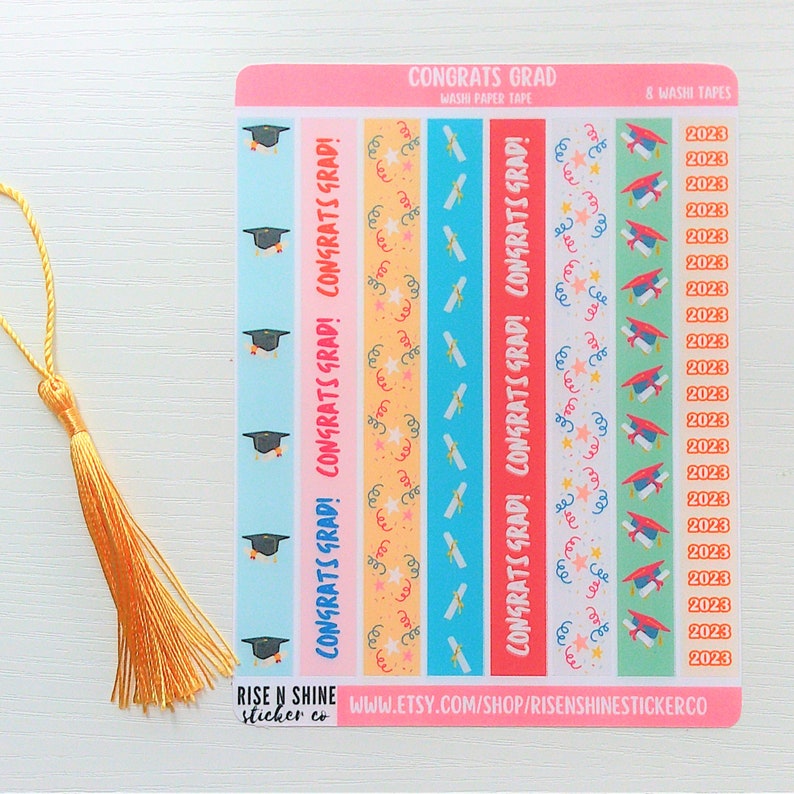 Congrats Grad, You Did It, Graduation Caps, Planner Stickers, Washi ...