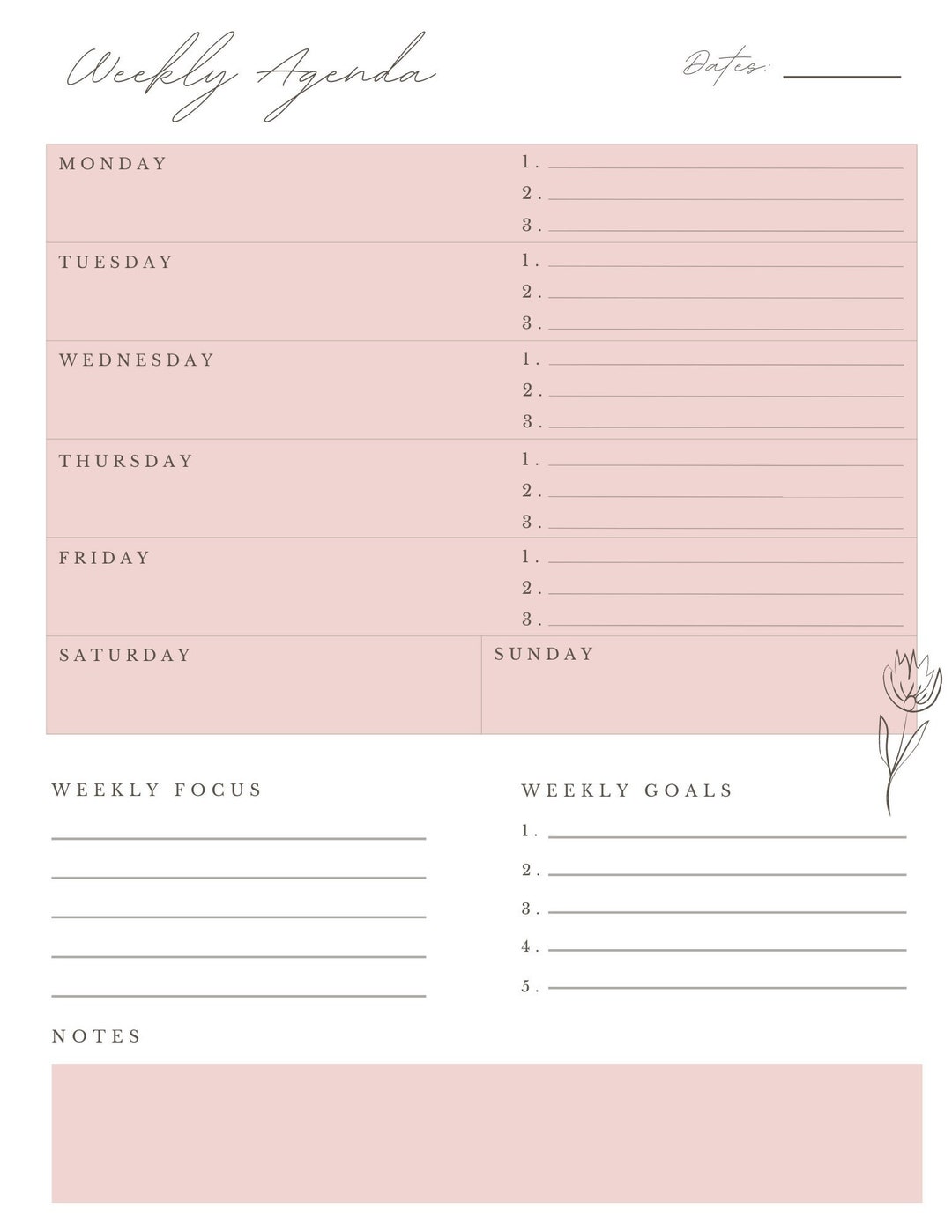 Printable Monthly & Weekly Planner Adjustable, Vertical and Horizontal ...
