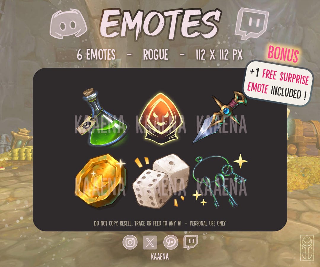 World of Warcraft - Pack 6 Emotes / Badges for Twitch & Discord - Rogue ...