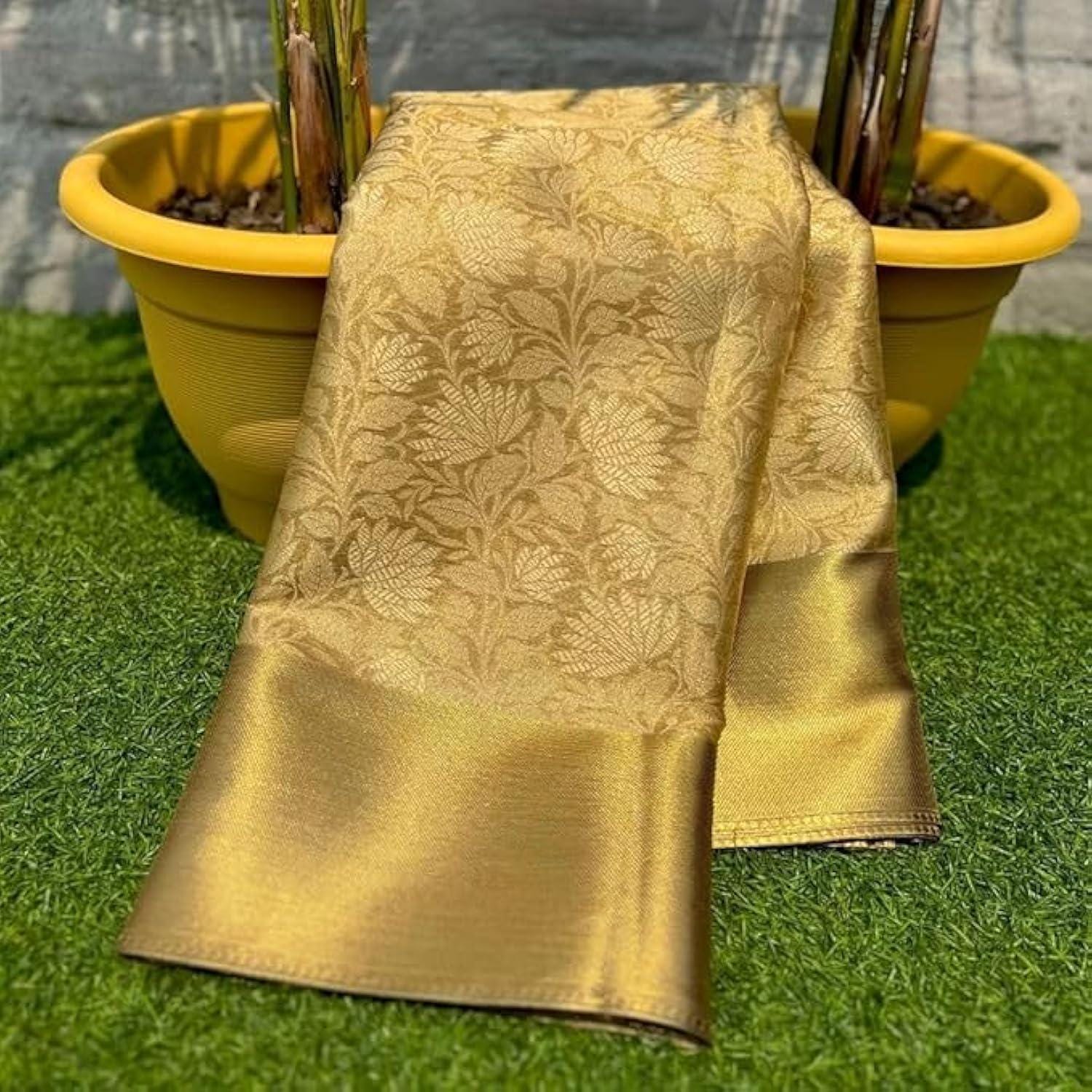 Neeta Ambani Inspired Golden Tissue Saree/banaras Tissue Golden Saree ...