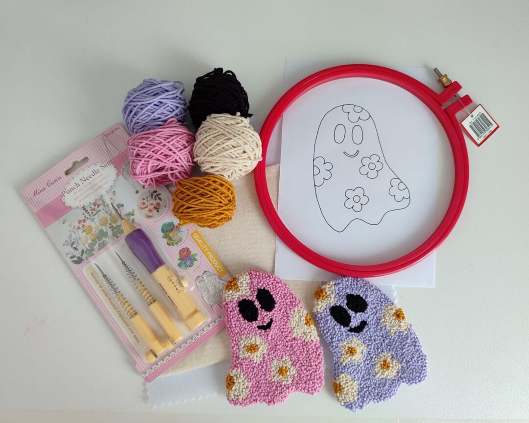 Spooky Ghost Punch Needle Coaster Kit: DIY Beginner Craft (DDP USA) - Etsy
