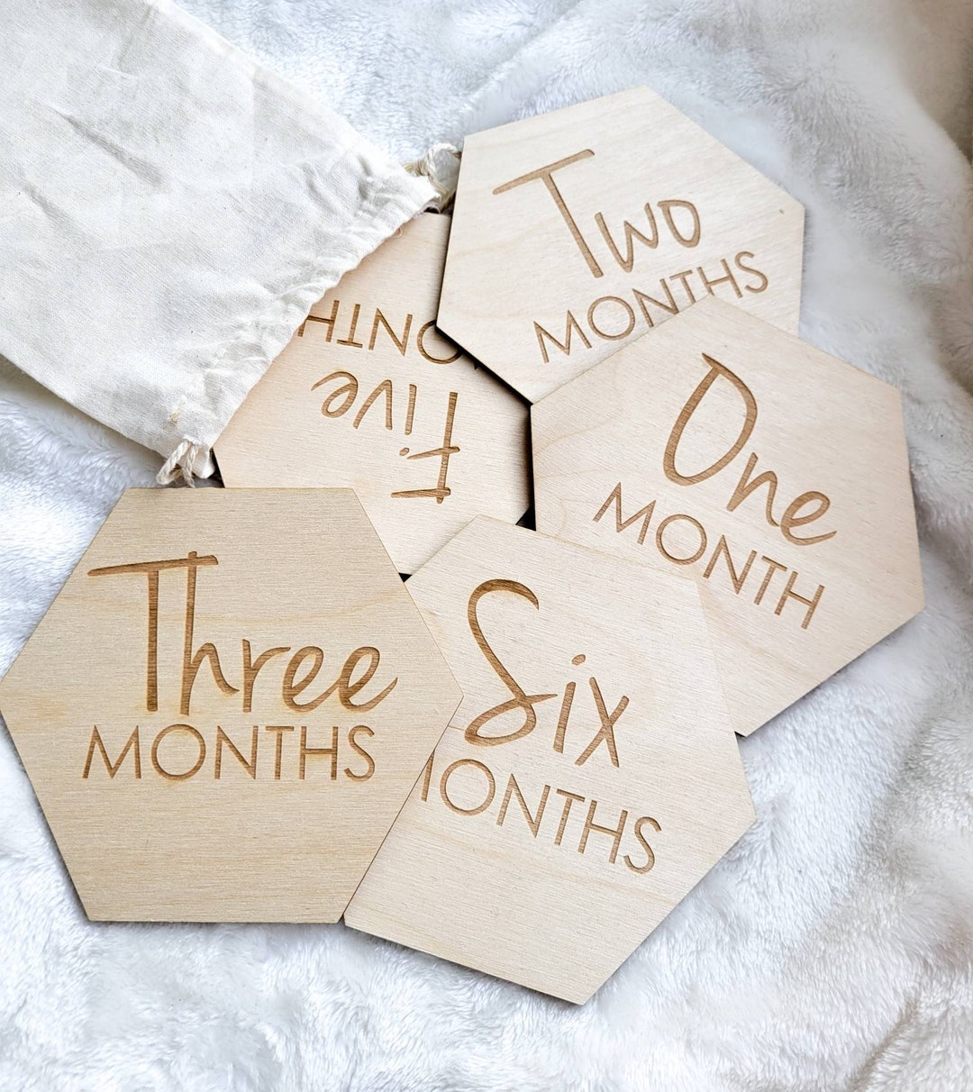 Wooden Monthly Milestone Marker Hexagon, Modern Baby Milestone Marker ...