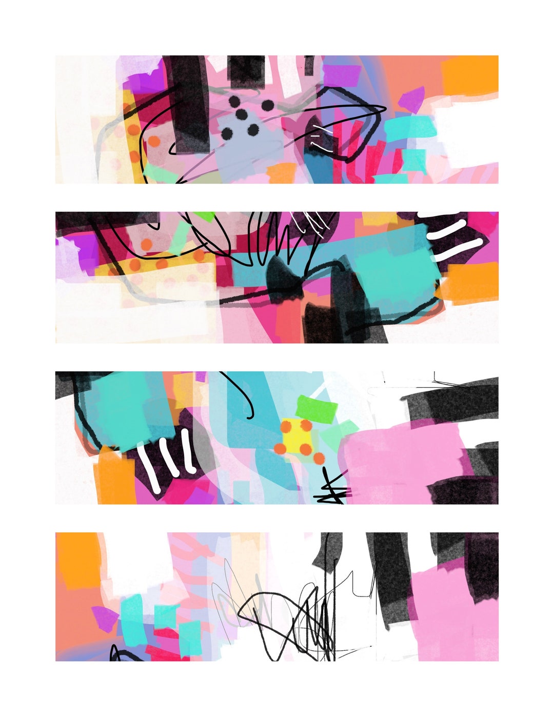 Set of 20 Printable Abstract Bookmarks PDF Instant Download Digital Art ...