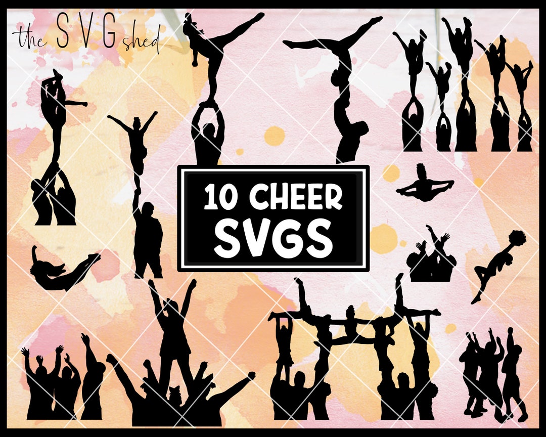 CHEER SVG BUNDLE, 10 Svgs for Commercial Use, Cheerleading Svg Cut ...