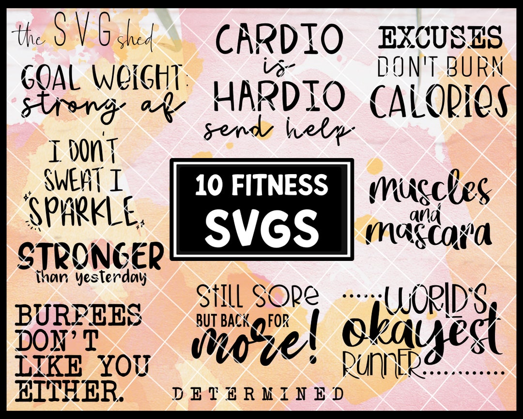 FITNESS SVG BUNDLE, 10 Svg Designs, Commercial Use, Fitness Svg Cut ...