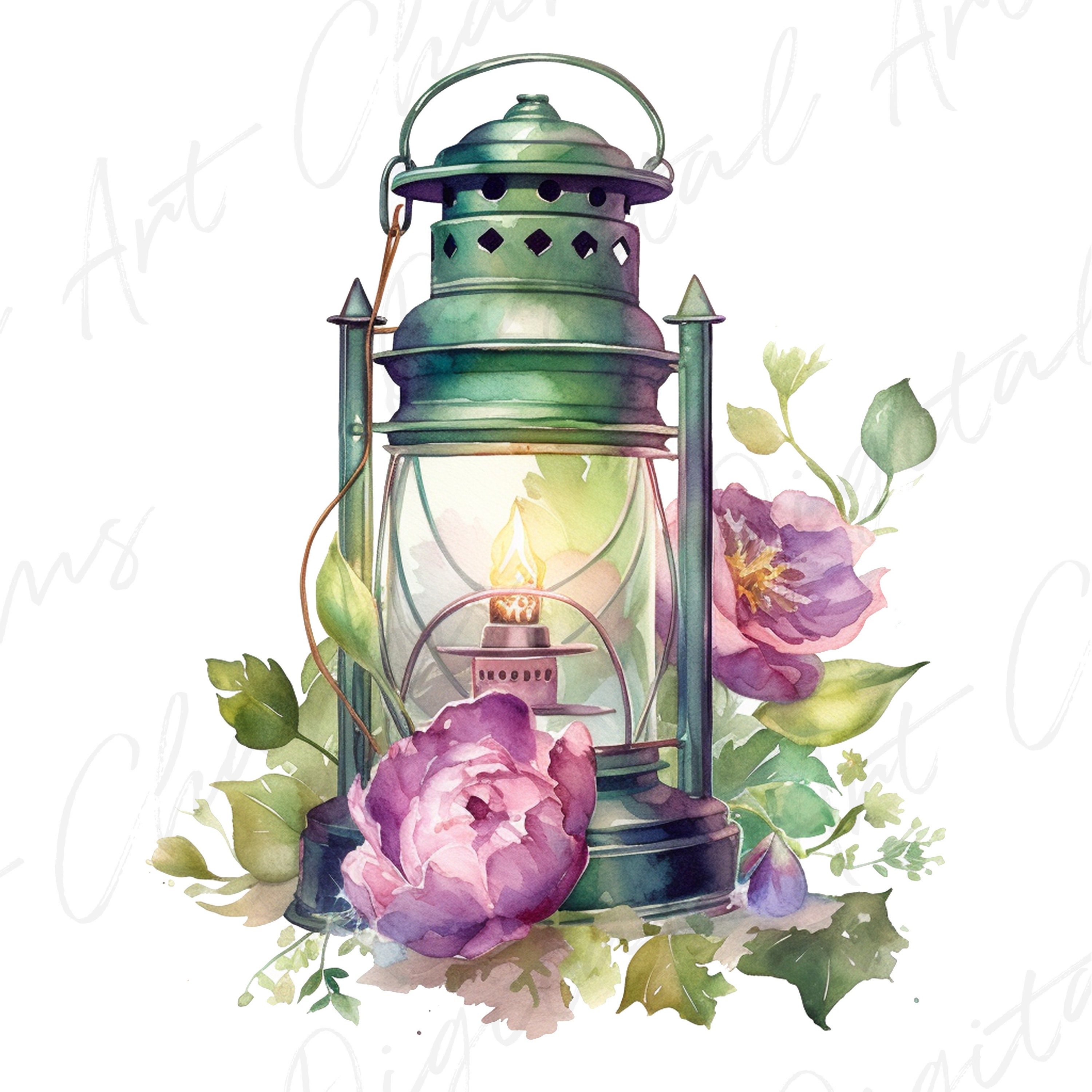 12 Cottagecore Watercolor Lantern Clipart, Cardmaking, Scrapbooking ...