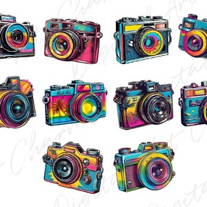 10 Vintage Retro Camera Clipart Bundle – High-res Pngs for Crafting ...