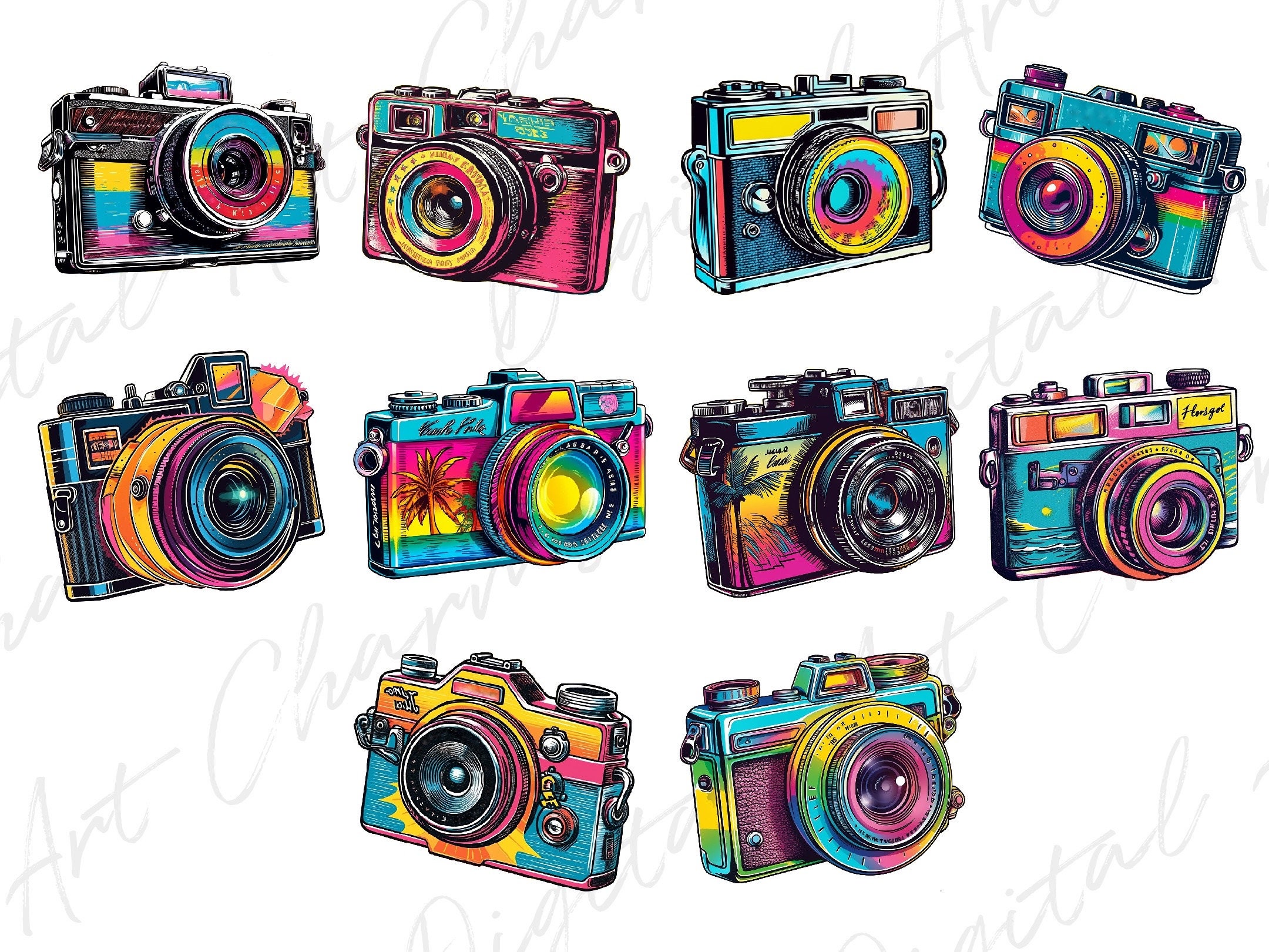 10 Vintage Retro Camera Clipart Bundle – High-res Pngs for Crafting ...
