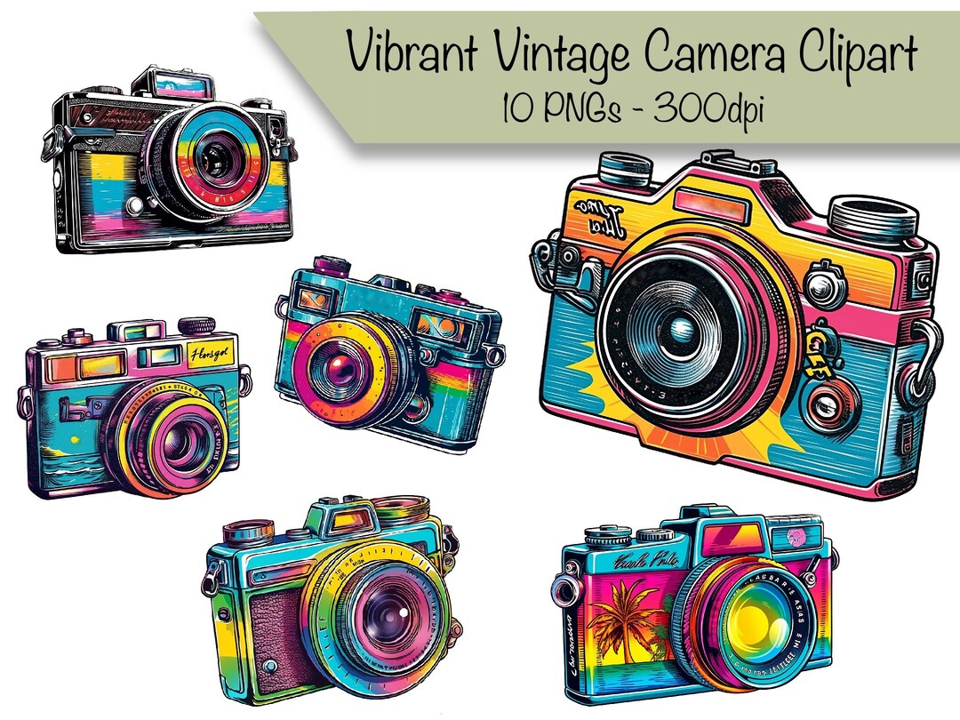 10 Vintage Retro Camera Clipart Bundle – High-res Pngs for Crafting ...