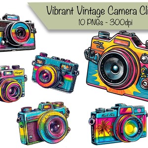 10 Vintage Retro Camera Clipart Bundle – High-res Pngs for Crafting ...