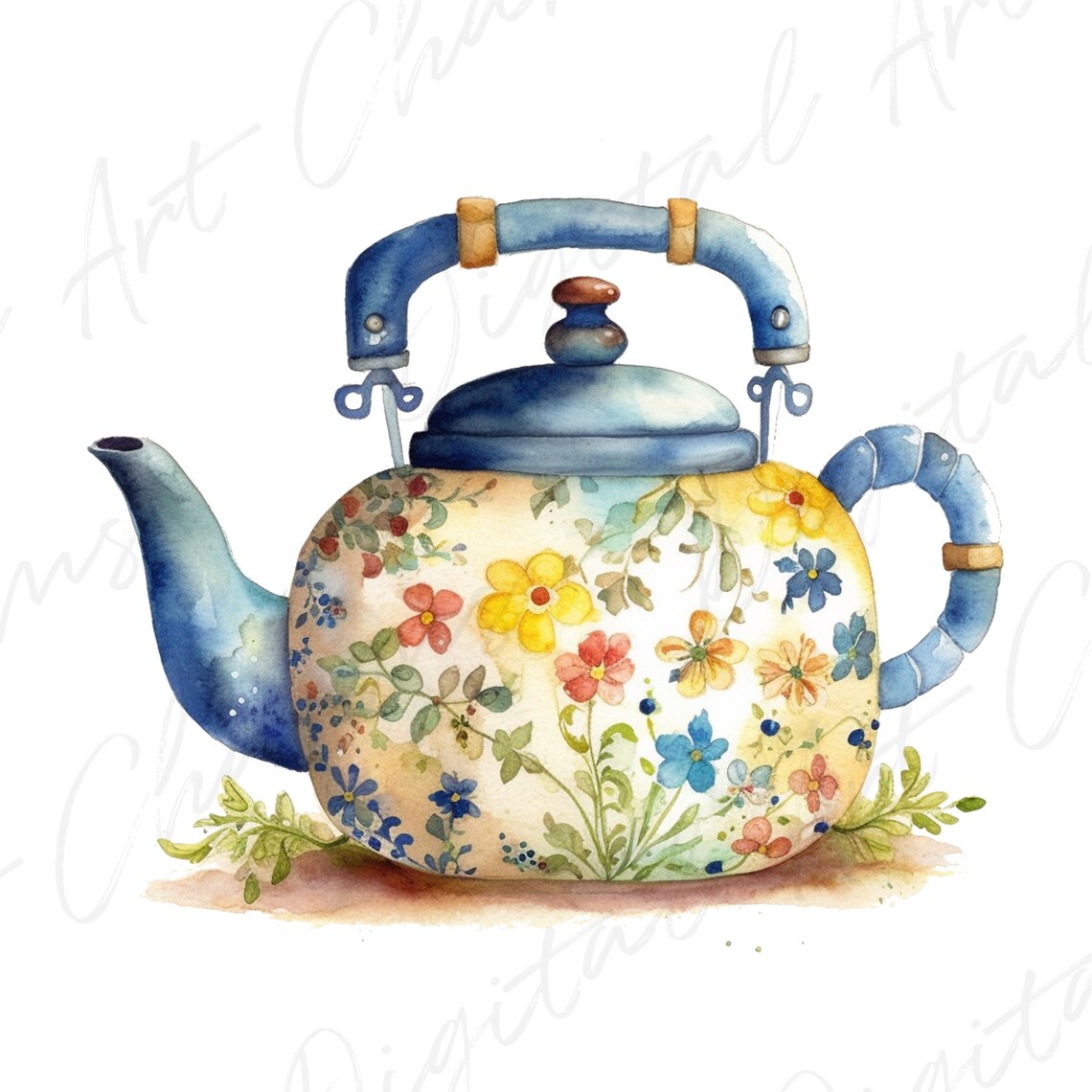 11 Watercolor Cottagecore Teapots, Cardmaking, Scrapbooking, Planners ...