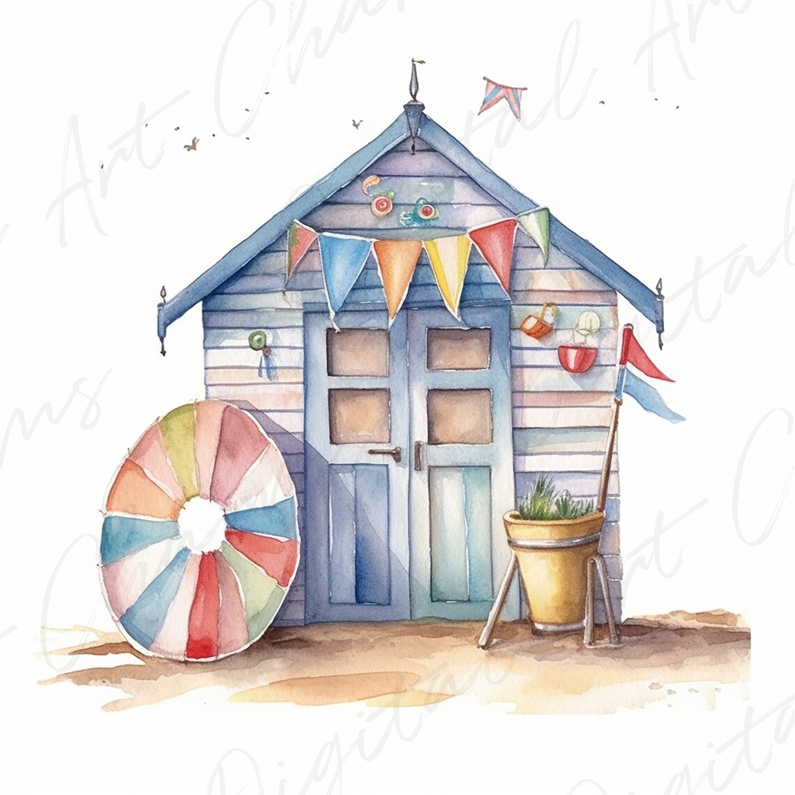Watercolor Beach Hut Clipart Bundle High-res Jpegs for - Etsy