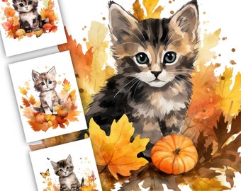 Fall Cats, Clipart, Clipart Commercial Use, Vector Graphics, Clip Art ...