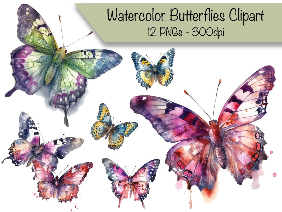 Butterfly Clipart Bundle Watercolor Clipart Butterflies Scrapbook ...