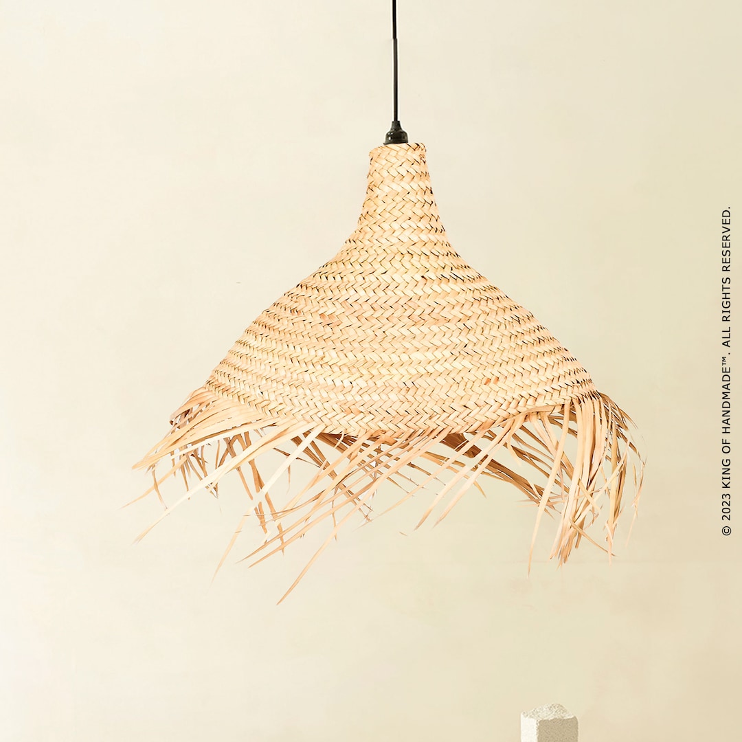 Moroccan Inspired Straw Pendant Light With Suspension Straw Boho ...