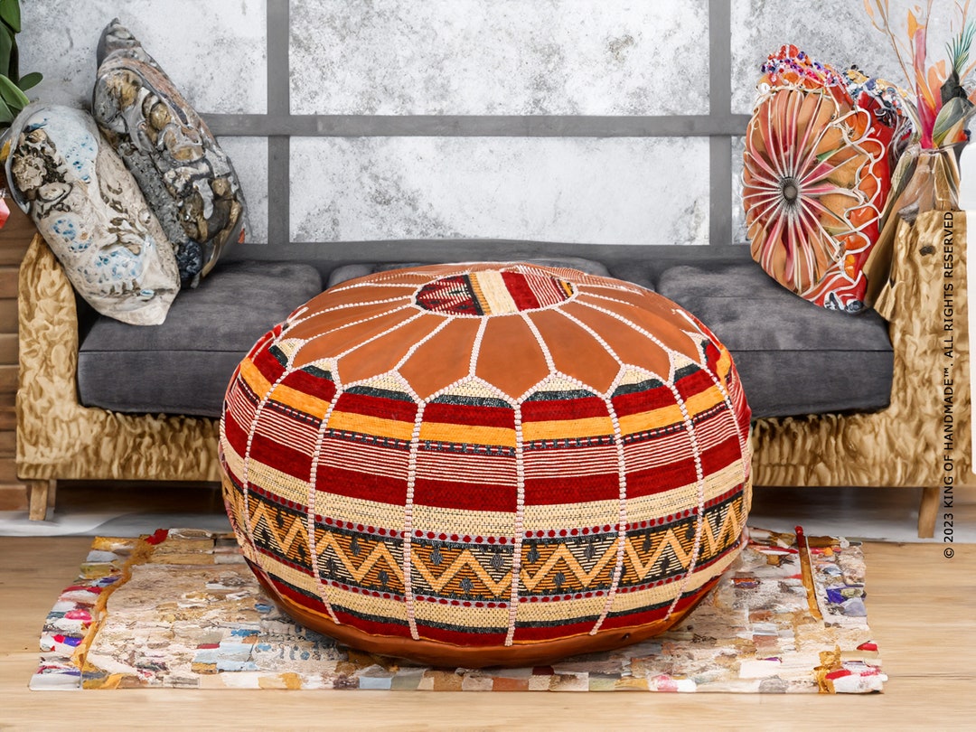 Handmade Pouf, Moroccan Foot Stool Ottoman, Moroccan Pouffe, Unique ...