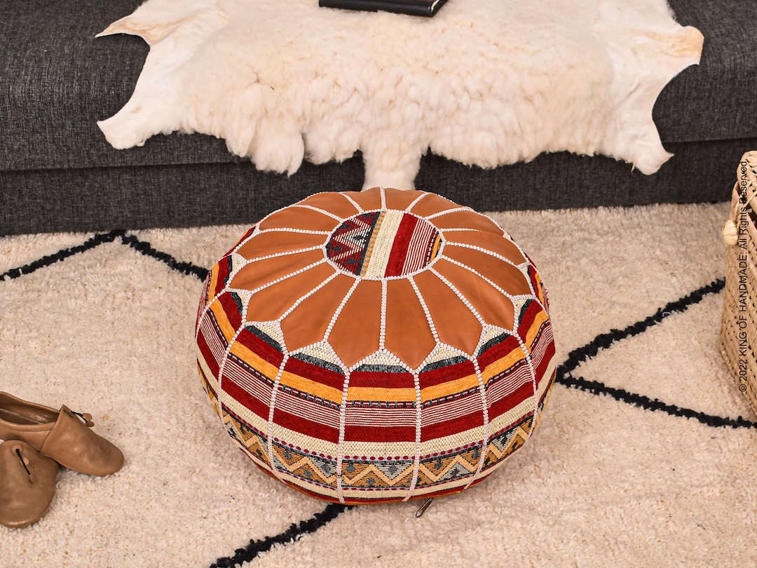 Handmade Pouf, Moroccan Foot Stool Ottoman, Moroccan Pouffe, Unique ...