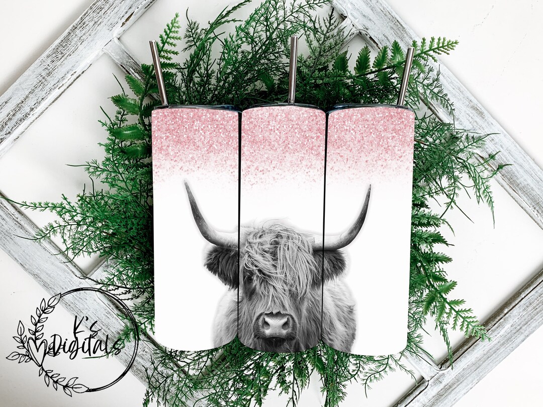Highland Bull Cow Wrap for 20 or 30 Ounce Skinny Straight Tumbler High ...