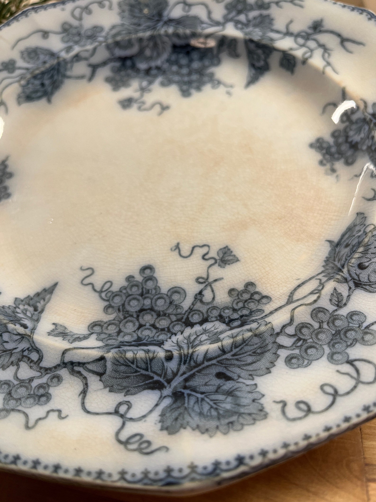 Antique James Edwards and Sons Flow Blue Dinner Plate Vine Pattern ...