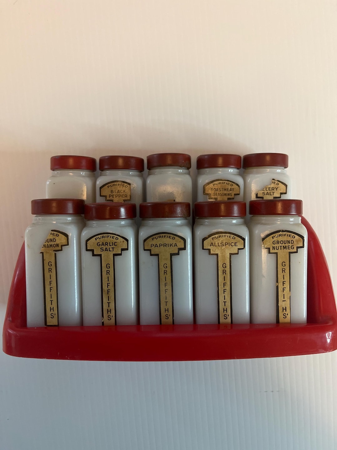 Griffith's 10 Jar Spice Collection With Red Tops and Plastic Red Base ...