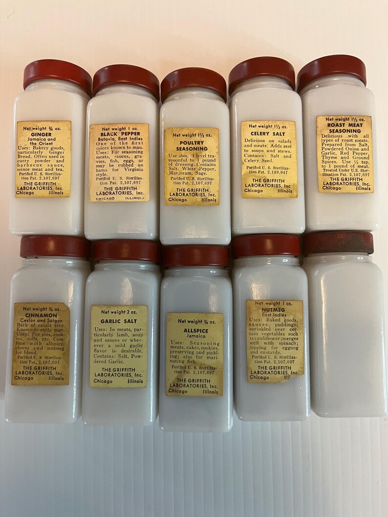 Griffith's 10 Jar Spice Collection With Red Tops and Plastic Red Base ...