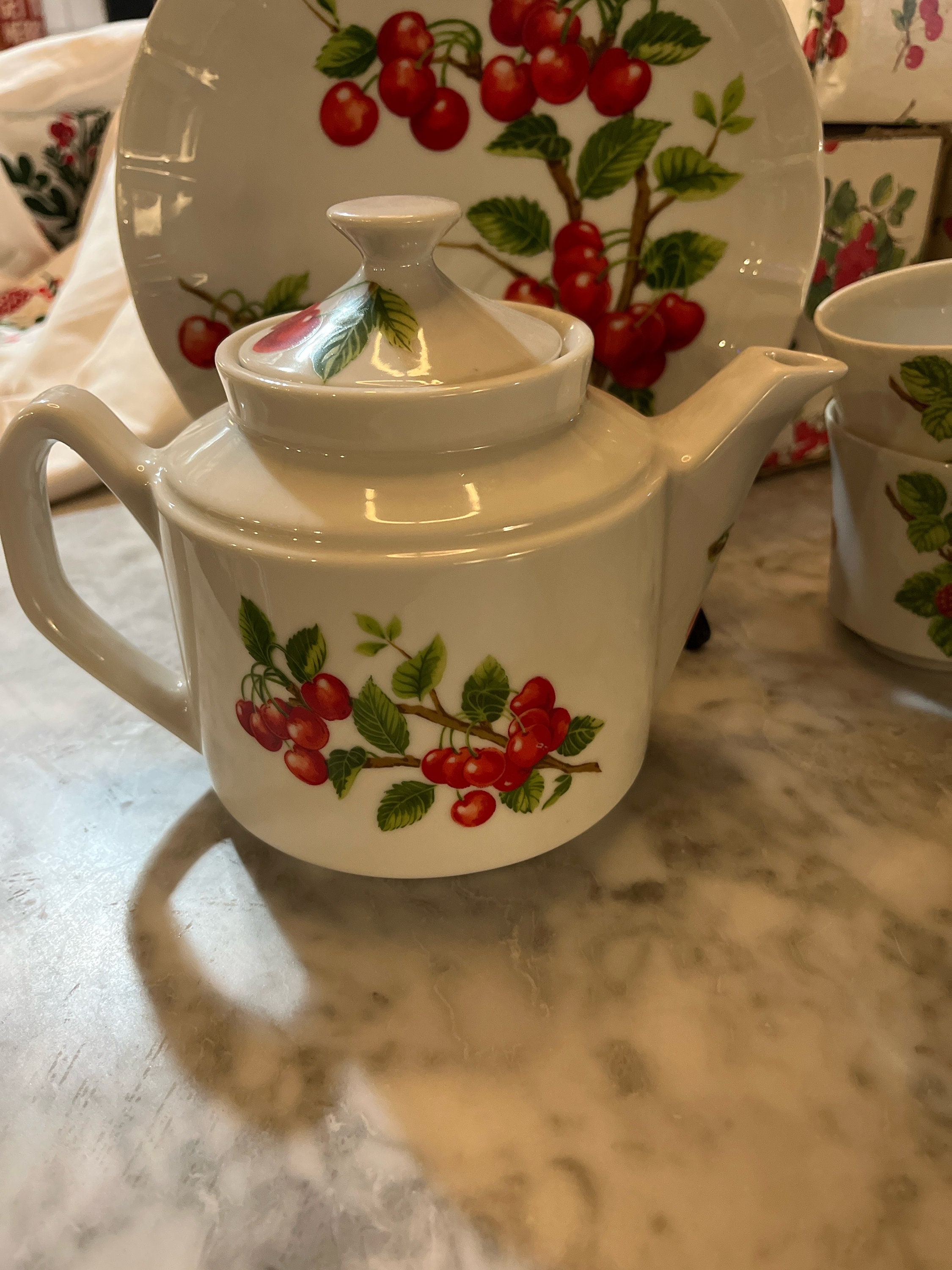 Set of 8 Seymor Mann 1975 Snack Sets W/tea Pot Beautiful Fruits ...