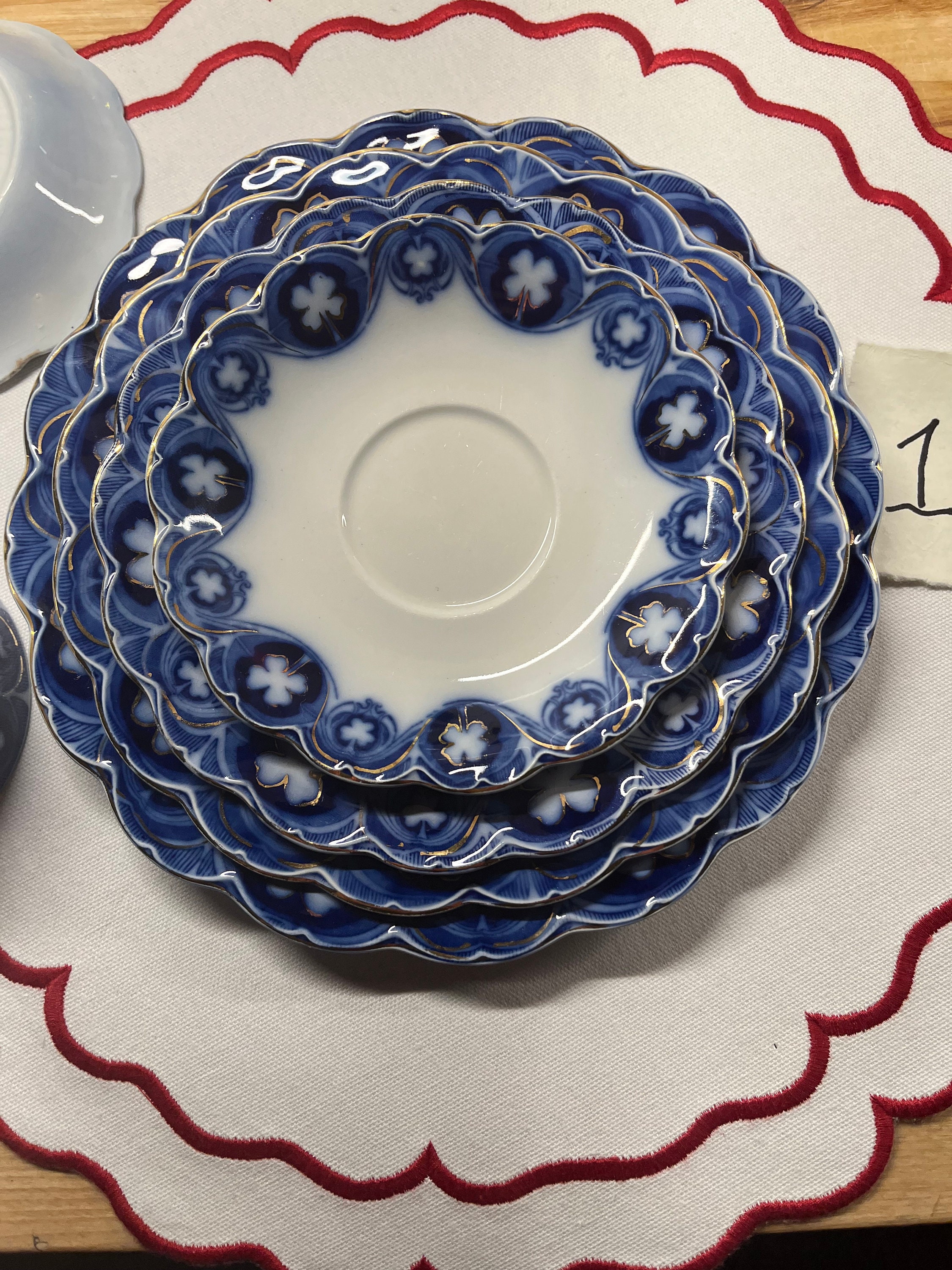 Antique Johnson Brothers Flow Blue Savoy Pattern 6 Piece Place Setting ...