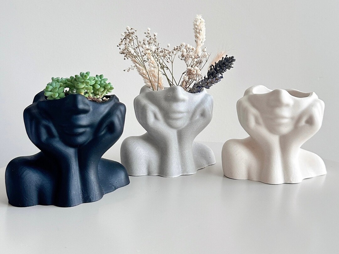 Elegant Lady Face Vase/plant Pot | 9x11cm | Perfect for Minimalist Home ...