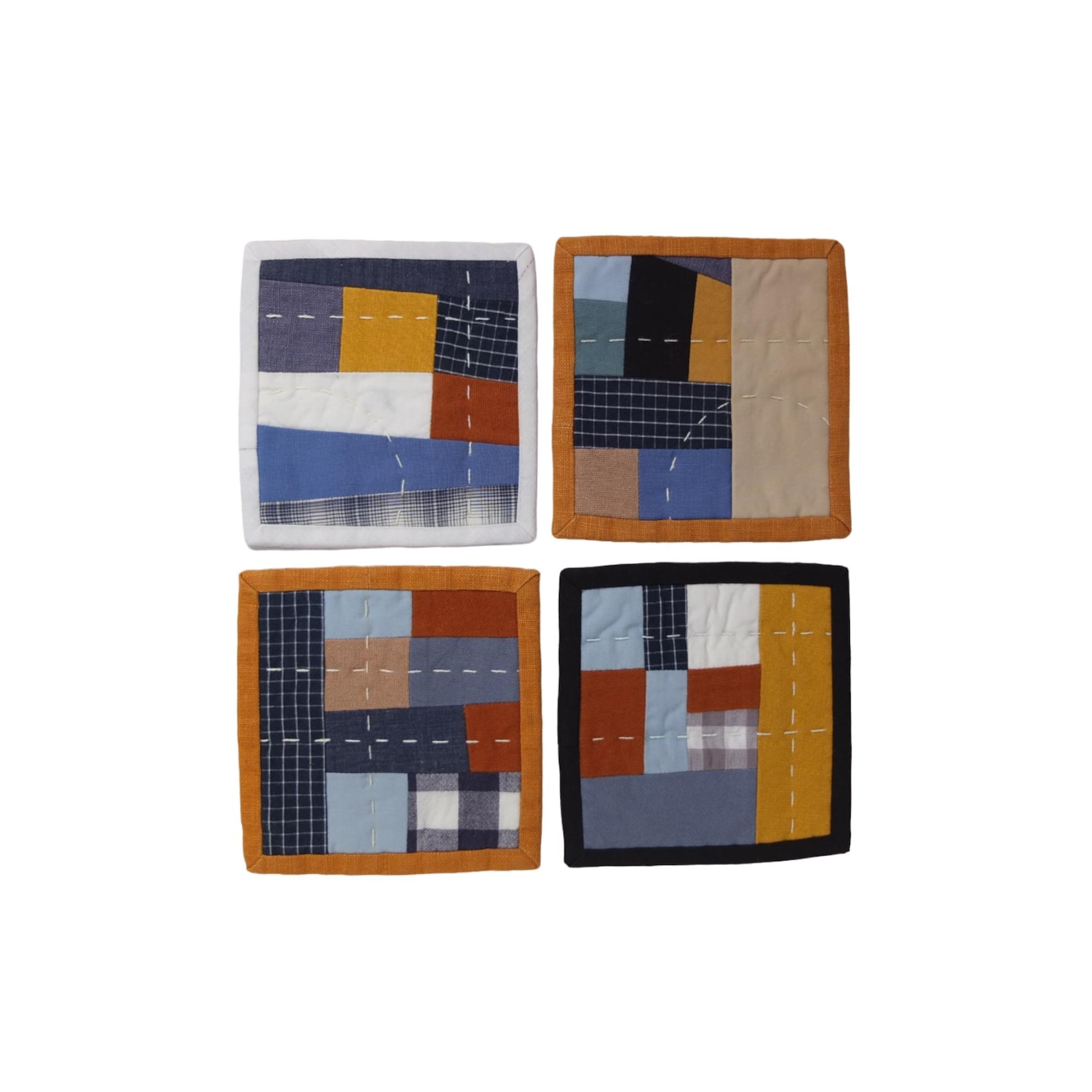 Quilted Coasters in Neutral Colors, Set of 4, Small Washable Patchwork ...