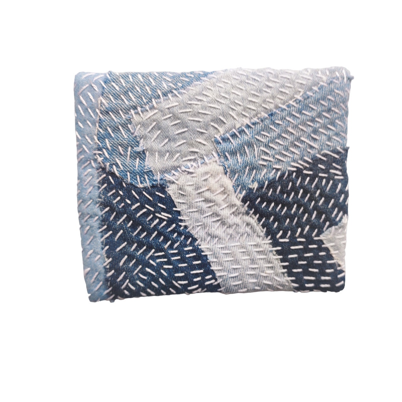 Pochette sashiko en denim upcyclé, sac à main d'inspiration boro ...