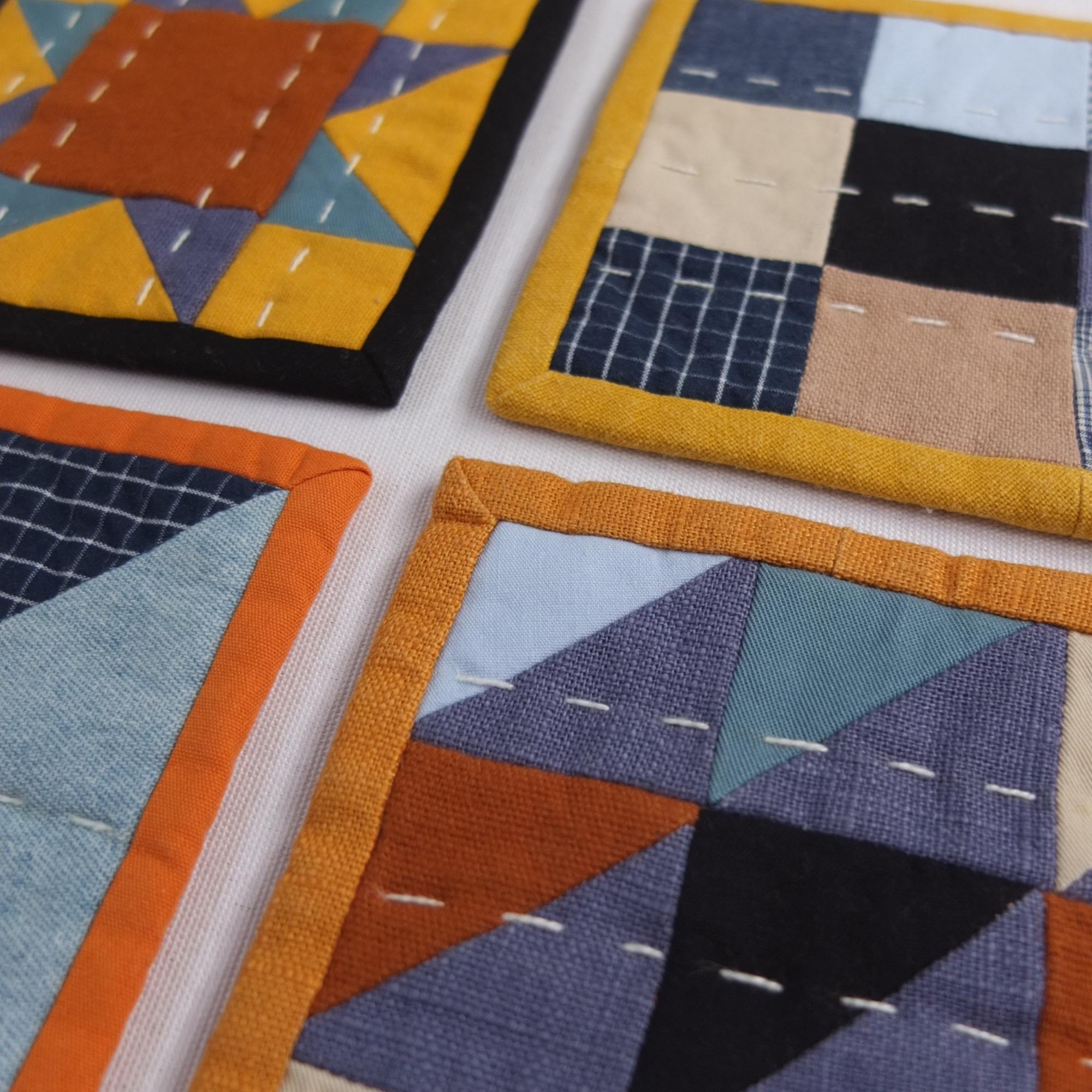 Quilted Coasters in Neutral Colors, Set of 4, Small Washable Patchwork ...