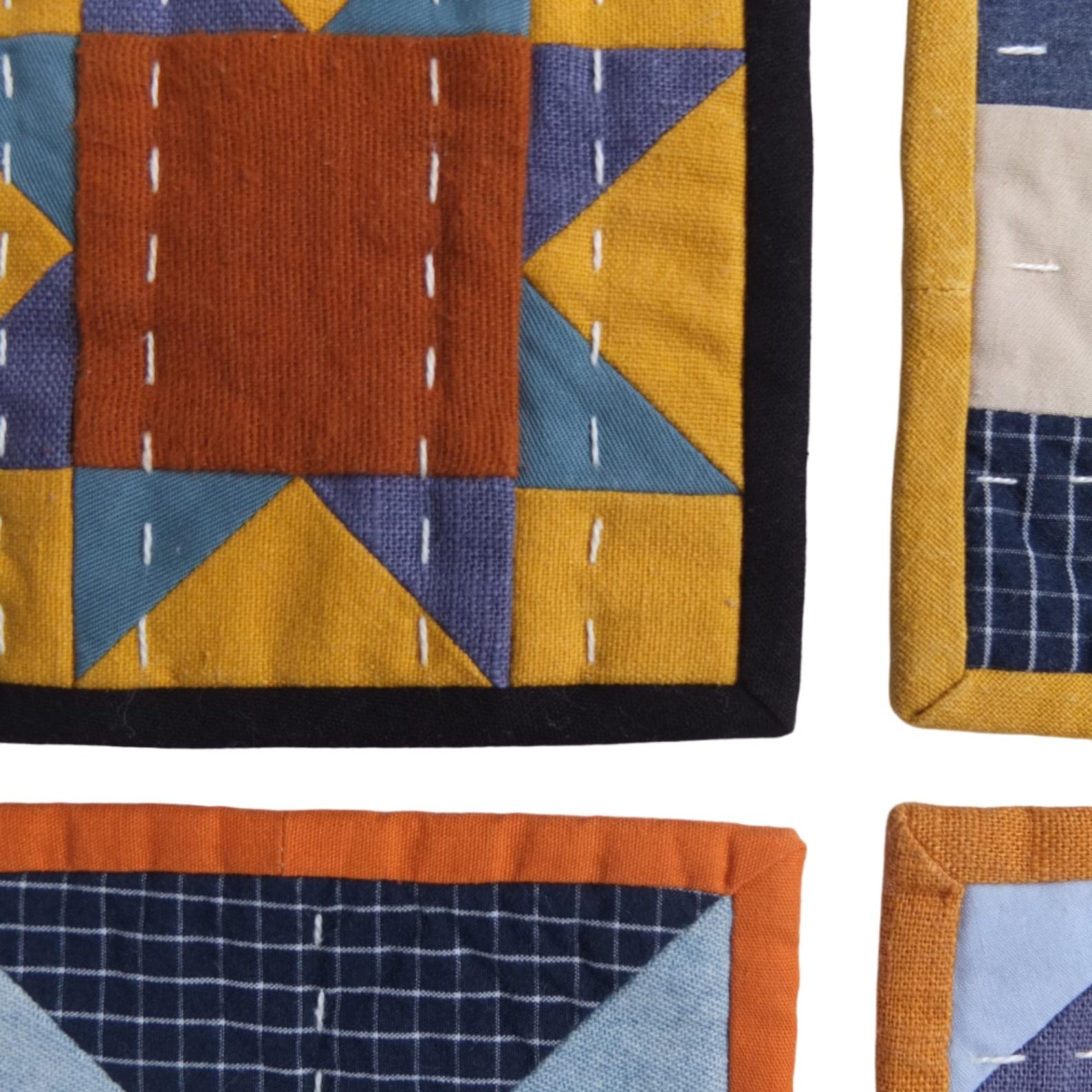 Quilted Coasters in Neutral Colors, Set of 4, Small Washable Patchwork ...