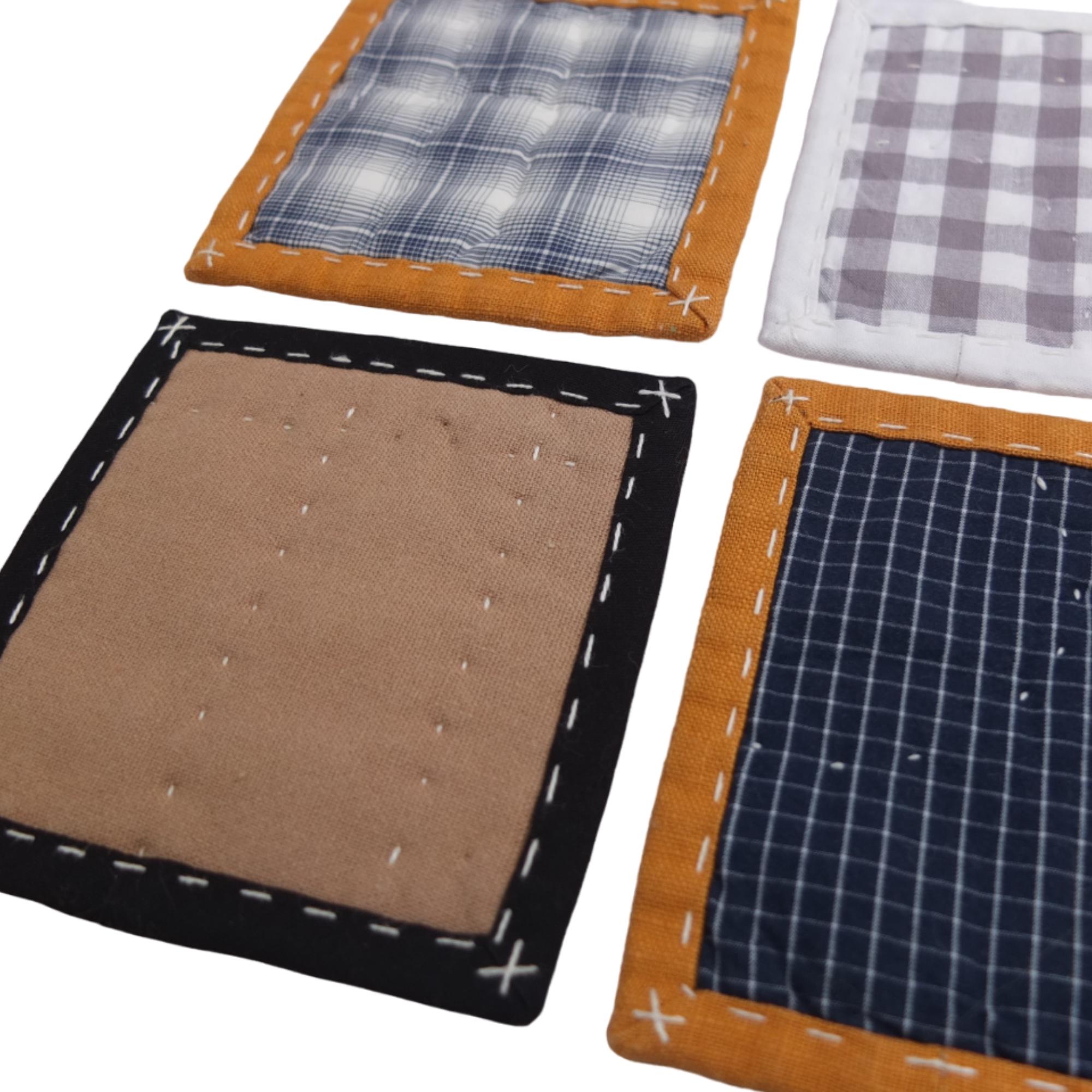 Quilted Coasters in Neutral Colors, Set of 4, Small Washable Patchwork ...