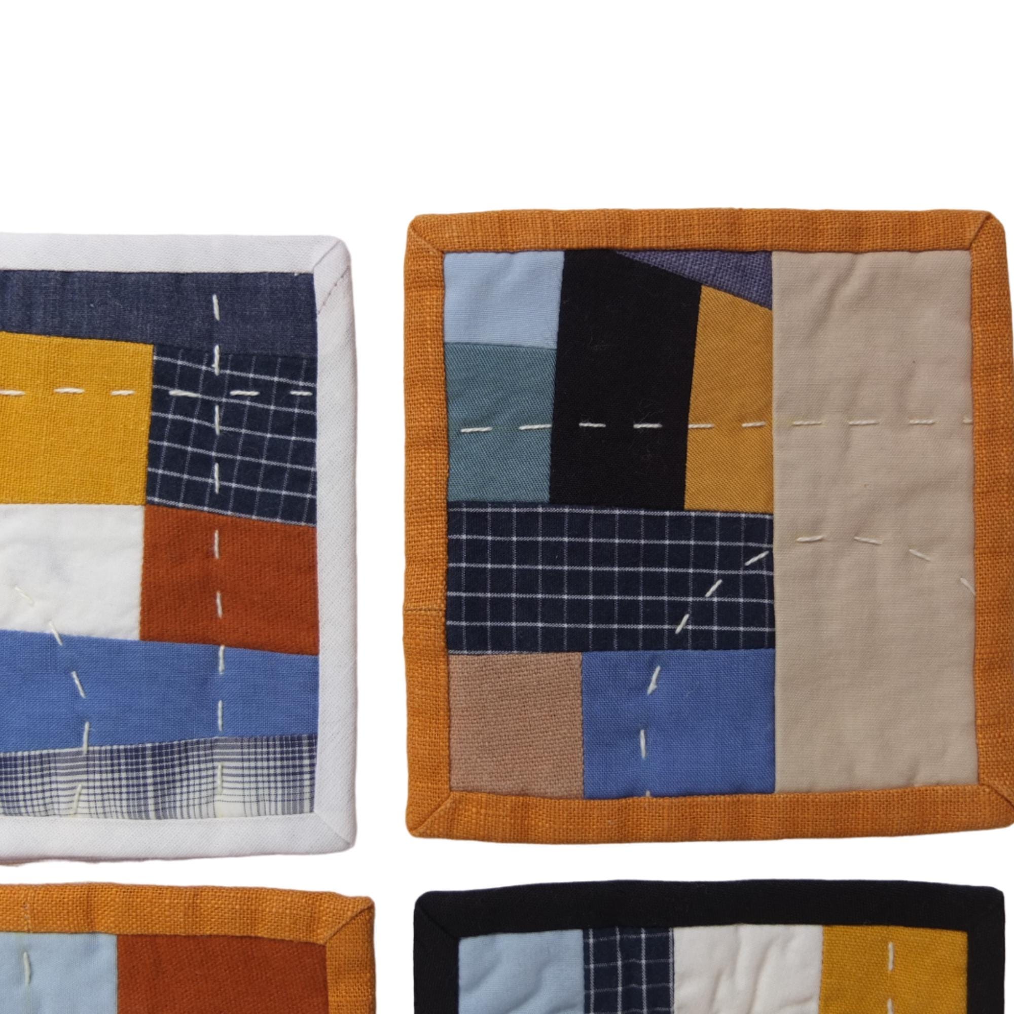 Quilted Coasters in Neutral Colors, Set of 4, Small Washable Patchwork ...