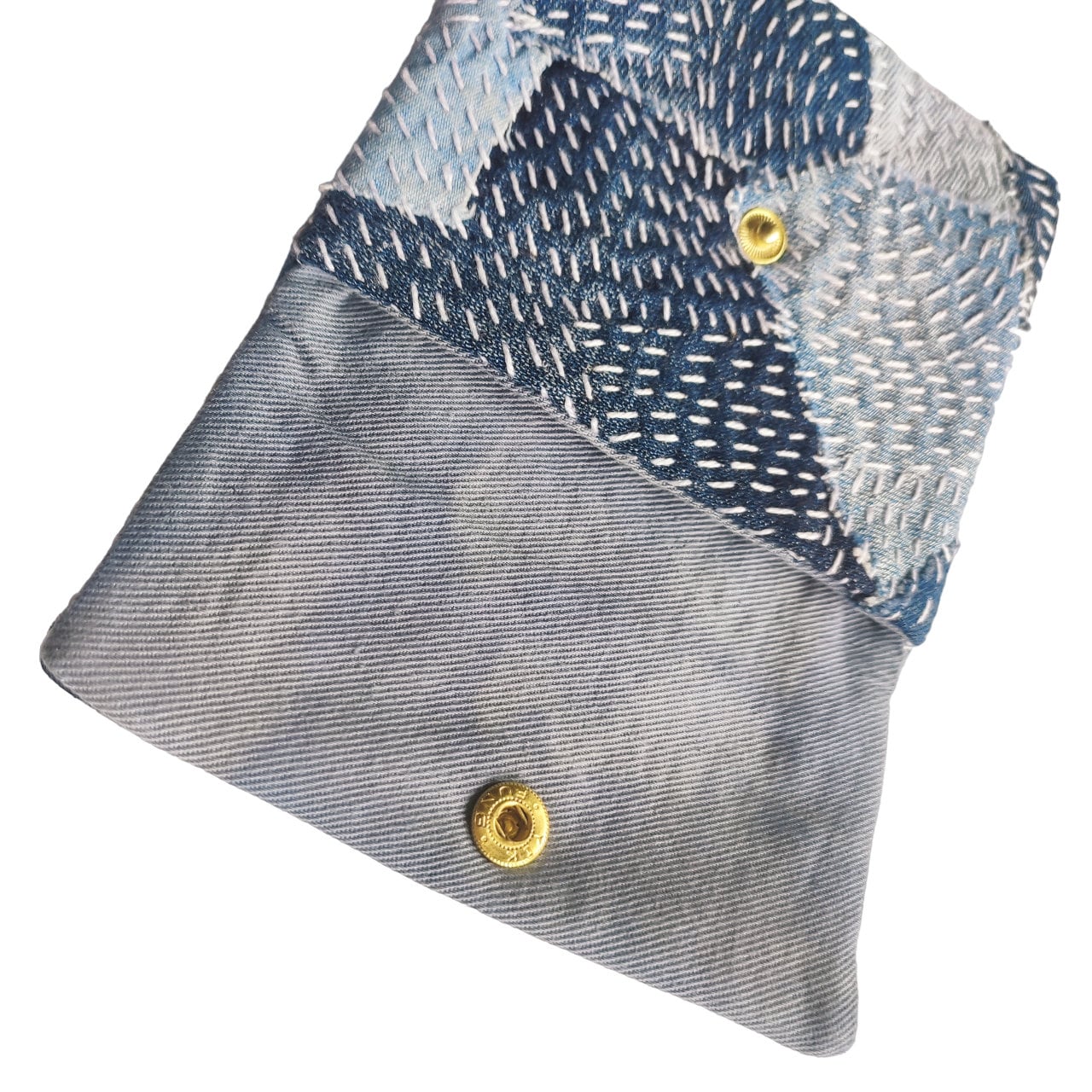 Pochette sashiko en denim upcyclé, sac à main d'inspiration boro ...