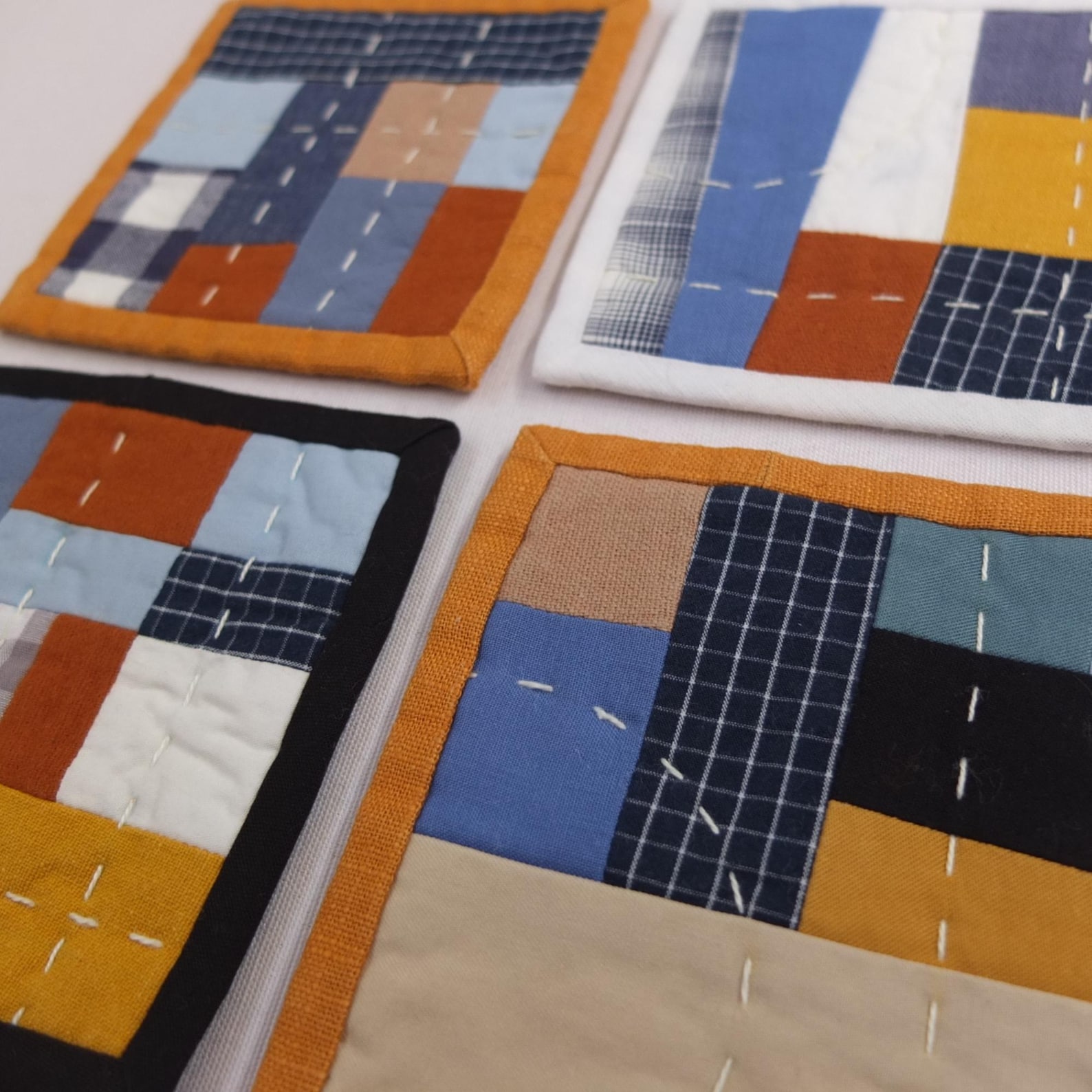 Quilted Coasters in Neutral Colors, Set of 4, Small Washable Patchwork ...