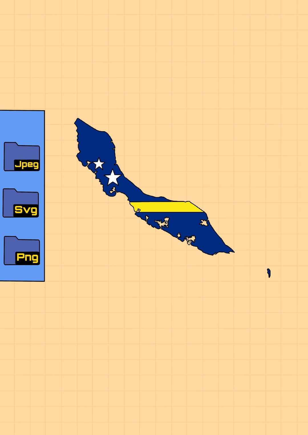 Curacao Map With Flag - Printable Wall Art - Digital Download (SVG PNG ...