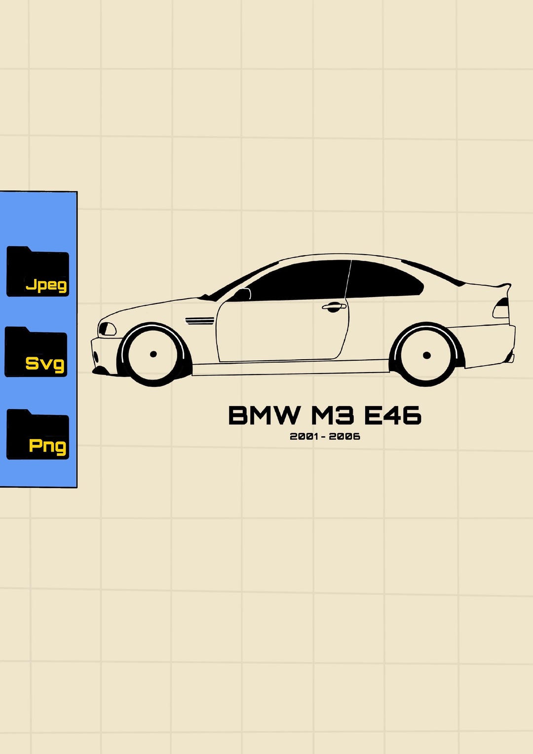 BMW M3 E46 Poster - Sports Car Illustration - Iconic Car Poster ...