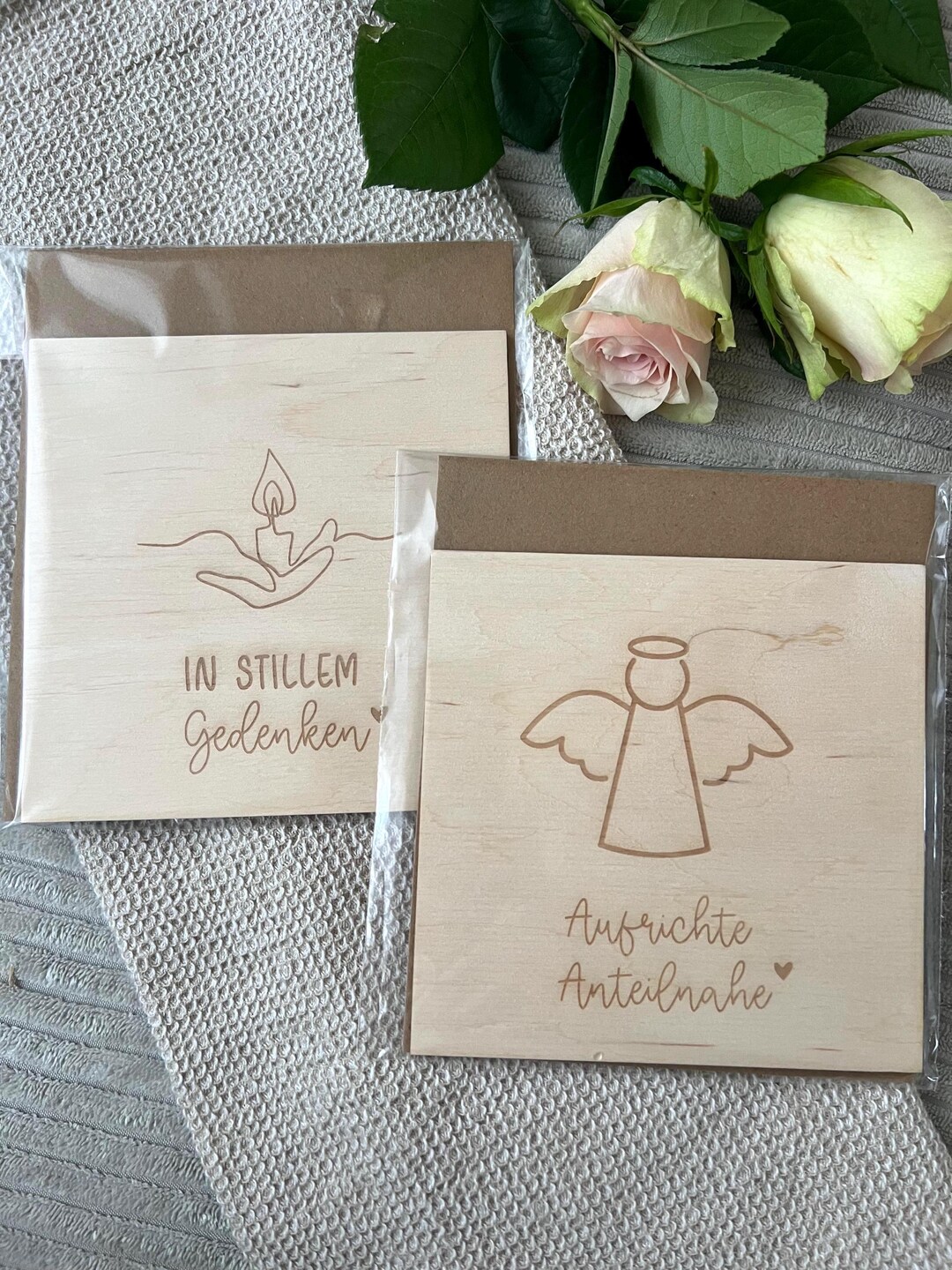 Handmade Wooden Sympathy Card – Mourning Card With Engraving ...