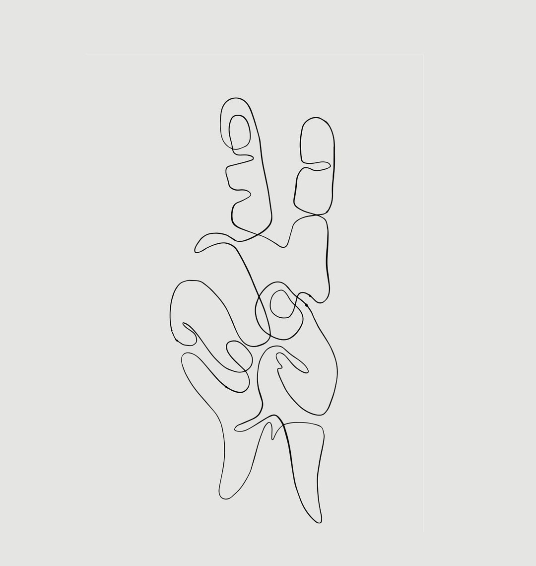 Vector Line Art of Hand Doing Peace Sign. - Etsy
