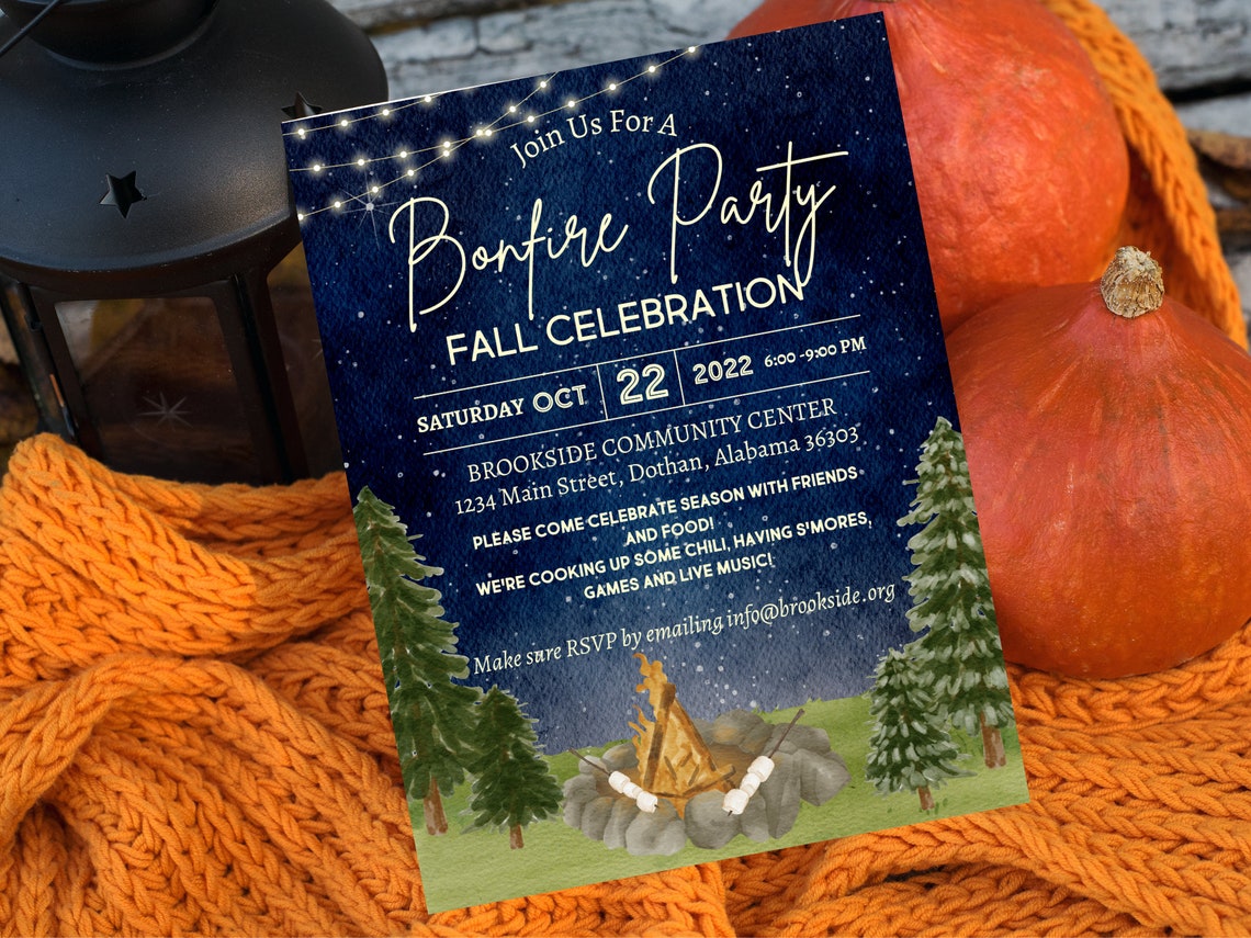 Editable Bonfire Party Invitation Backyard Bonfire Birthday - Etsy