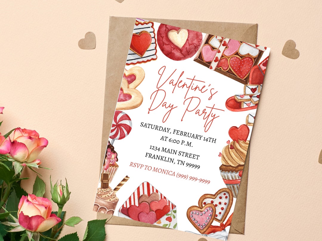 EDITABLE Valentines Day Party Invitation Kids Valentines Day - Etsy