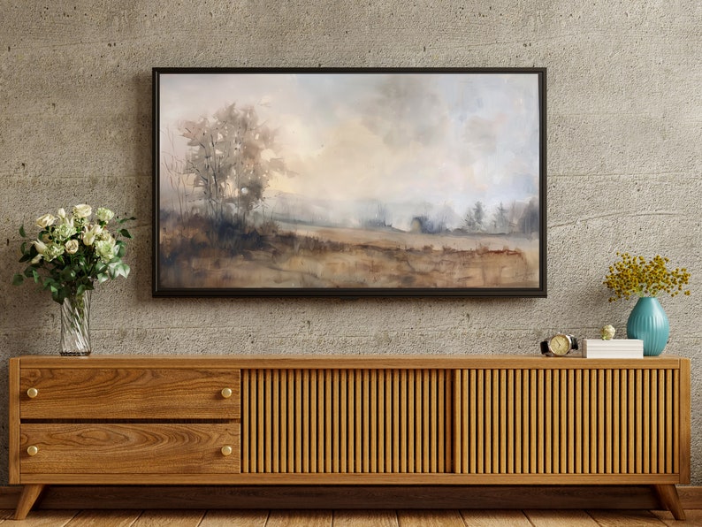 FRAME TV Art, Summer Sunset Landscape Painting, Vintage Style Spring ...