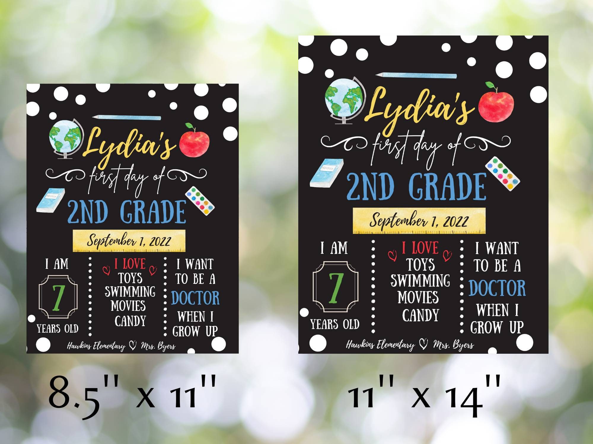 Editable Watercolor First Day of School Sign Back to School - Etsy