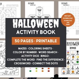 Kids Halloween Activity Pack Printable Kit With Mazes, Coloring Sheets ...