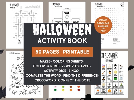 Kids Halloween Activity Pack Printable Kit With Mazes - Etsy