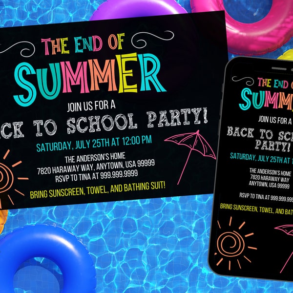 End of the Summer Birthday Invitations - Etsy